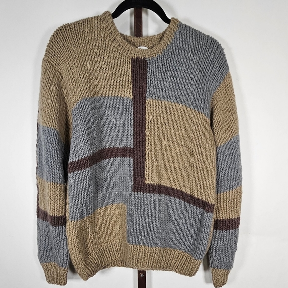 Vintage | Sweaters | Vtg Italian Wool Sweater Colorblock M Unisex ...